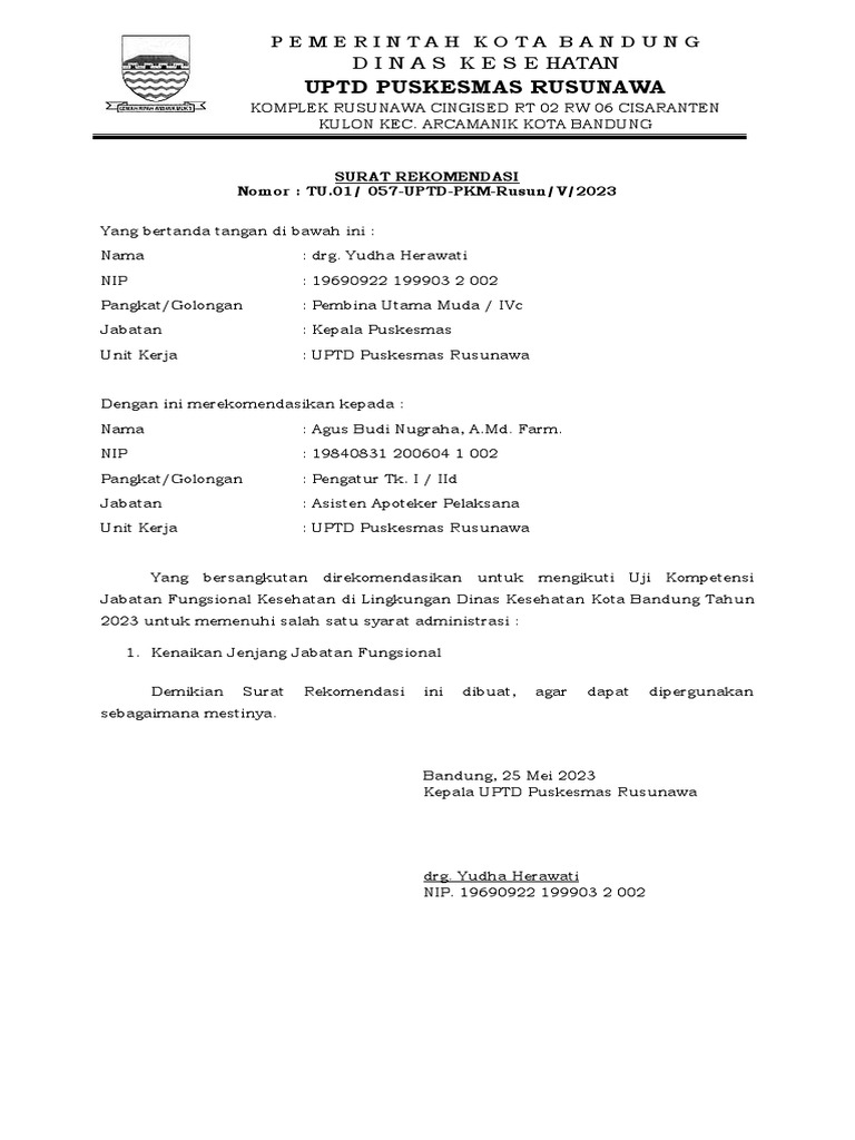 Form Surat Rekomendasi dari atasan | PDF