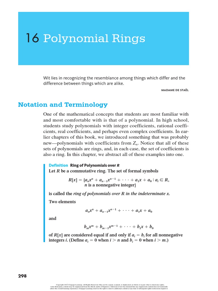 Ring Polinomial | PDF | Ring (Mathematics) | Polynomial Ring Polinomial | PDF | Ring (Mathematics) | Polynomial