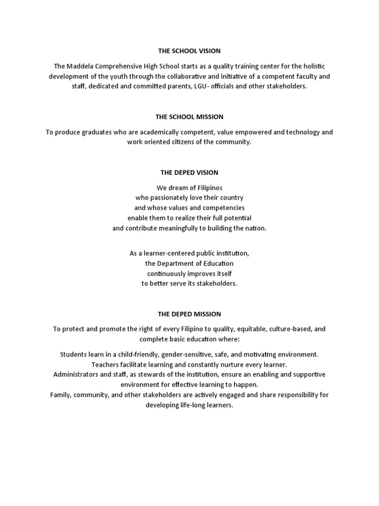 The School Vision | PDF | Social Science | Wellness