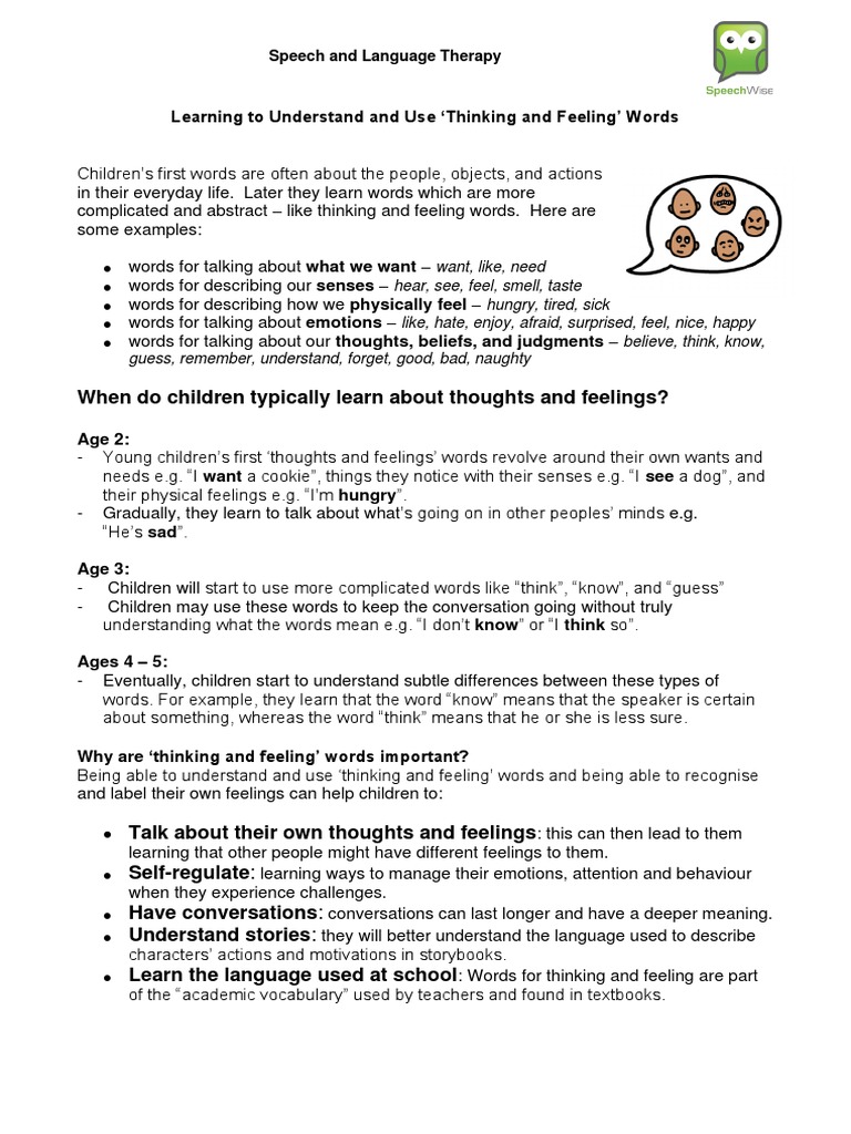 Understanding Thinking vs. Feeling Words | PDF | Feeling | Thought