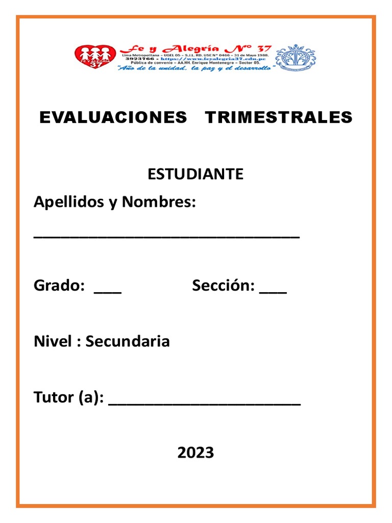 Portada y Carátula Del Folder de 2do de Sec | PDF