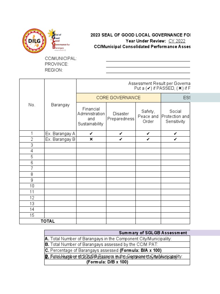 (Final) 2023 SGLGB Form 4-Component City - Municipal Consolidated ...