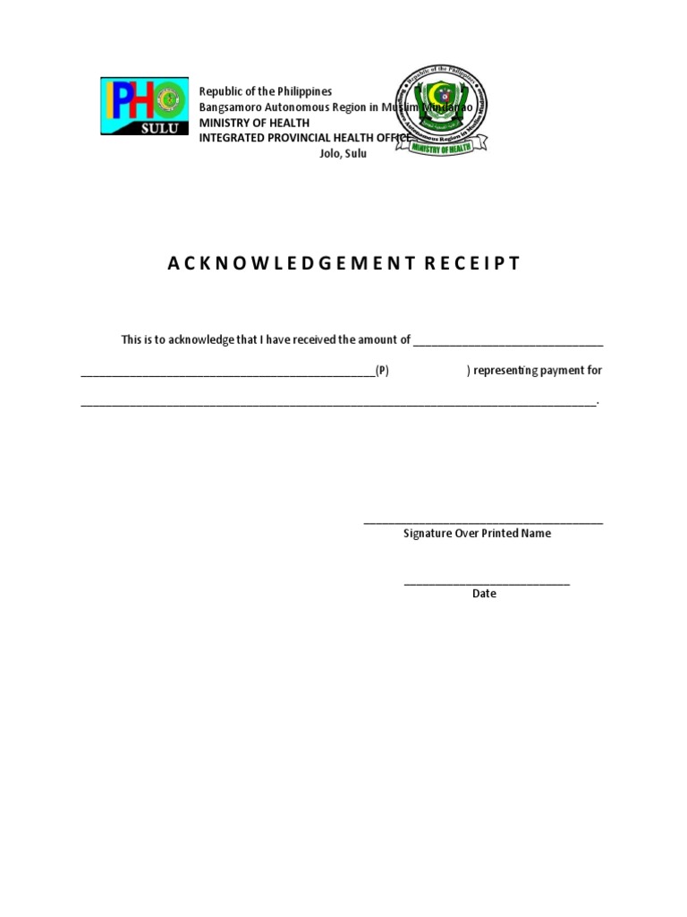 Acknowledgement receipt - BARMM | PDF | Service Industries | Accounting