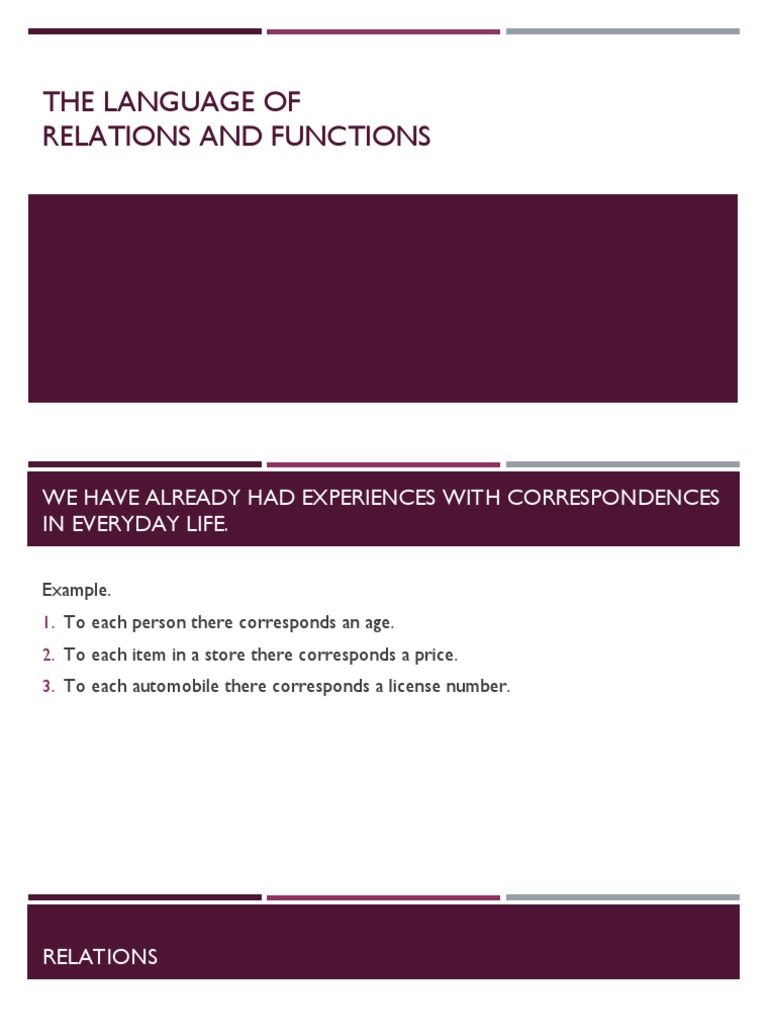 The Language Of Relations Functions Pdf Function Mathematics Mathematical Logic