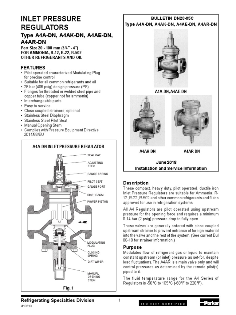 Inlet Pressure Regulators: Type A4A-DN, A4AK-DN, A4AE-DN, A4Ar-Dn ...