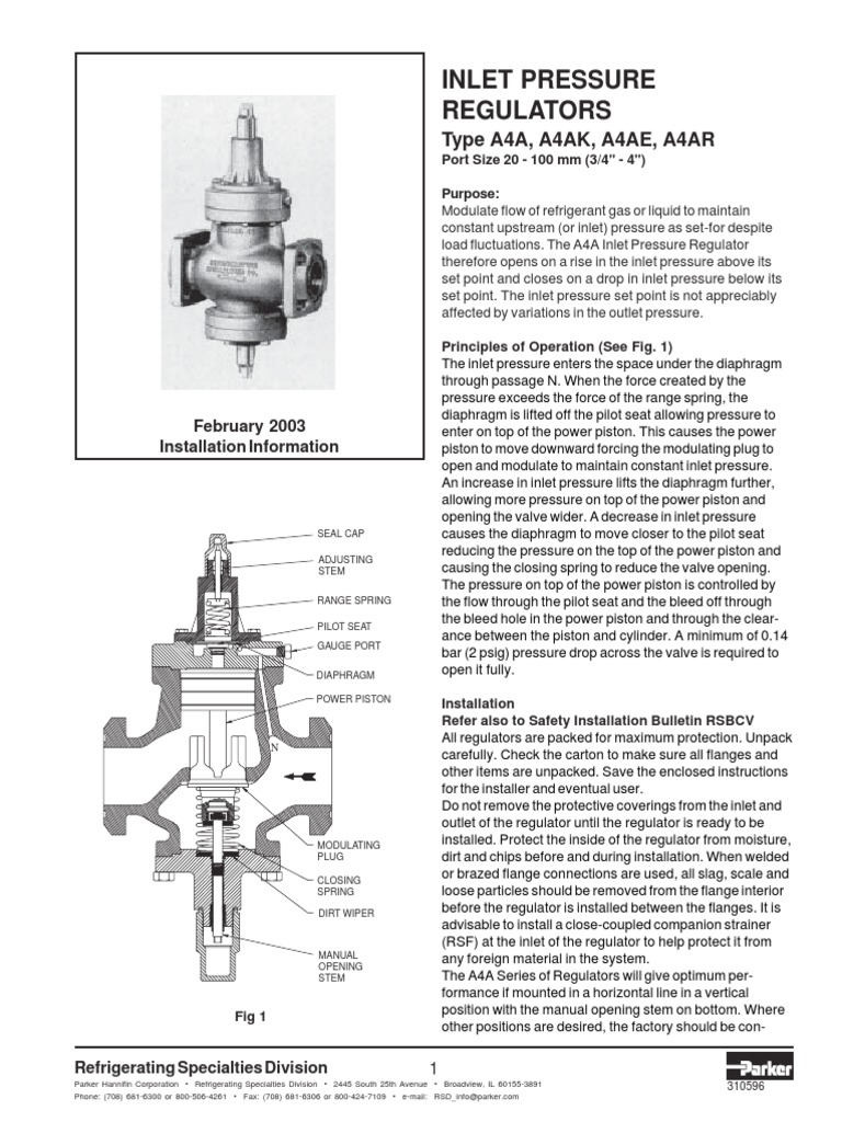 Inlet Pressure Regulators: Type A4A, A4AK, A4AE, A4AR | PDF | Valve ...