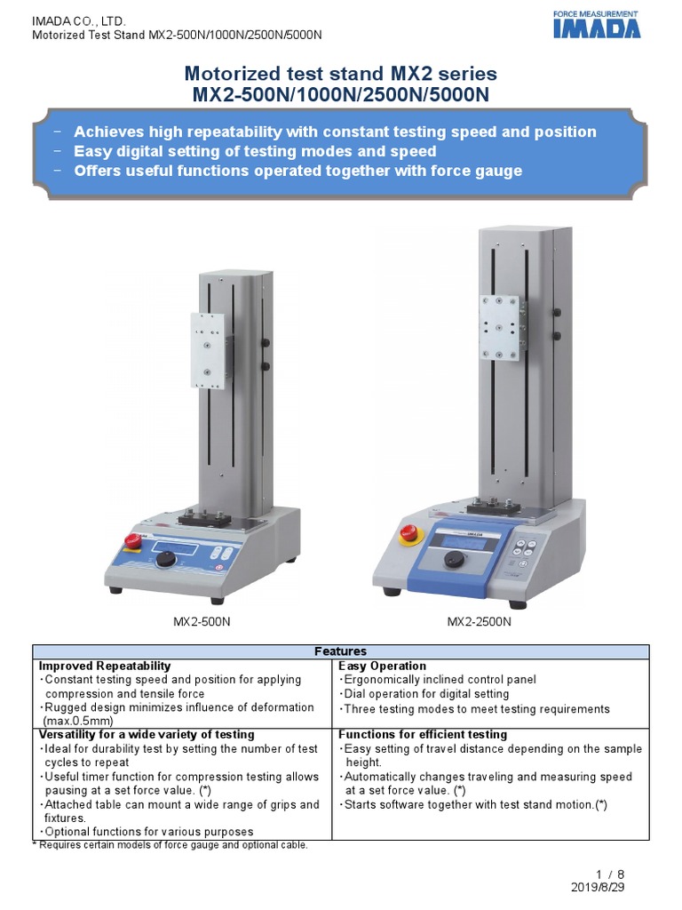 Motorized Test Stand MX2 Series MX2-500N/1000N/2500N/5000N | PDF ...