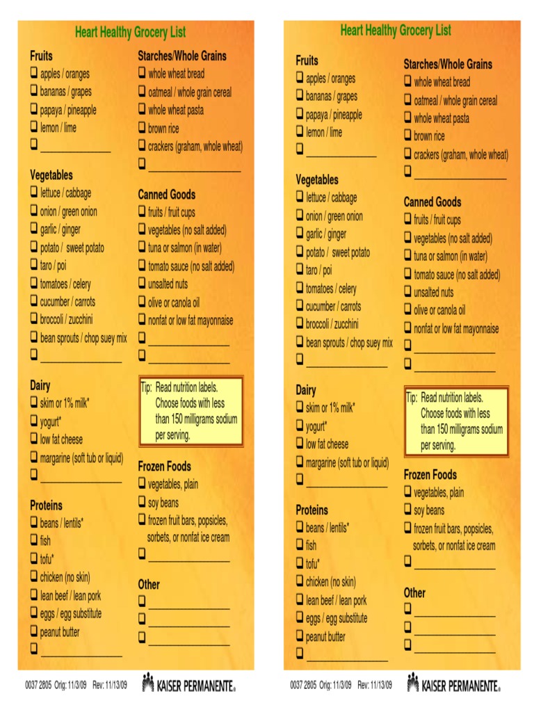 Heart Healthy Grocery List PDF | PDF | Sauce | Mustard (Condiment)