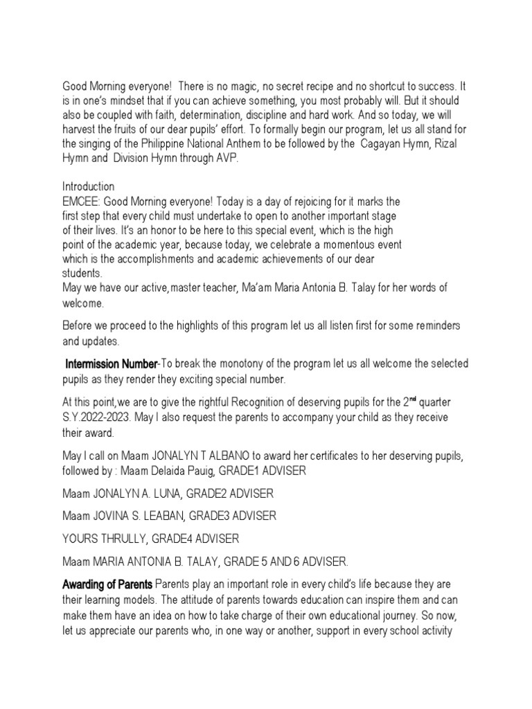 Recognition Day EMCEE | PDF