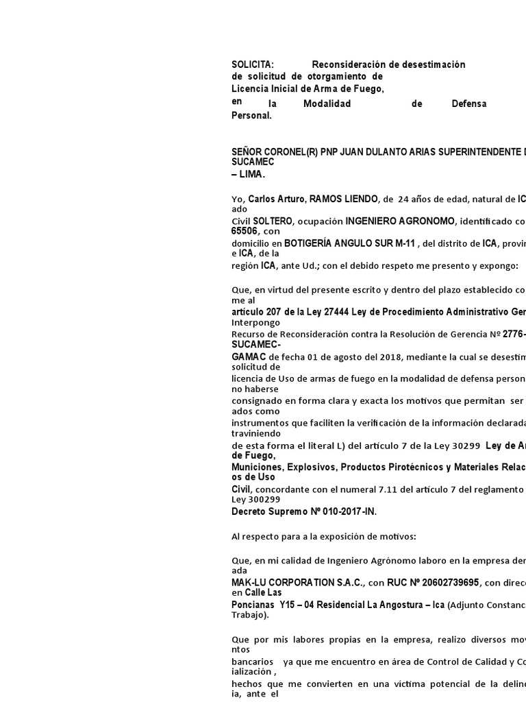 Recurso de Reconsideración | PDF