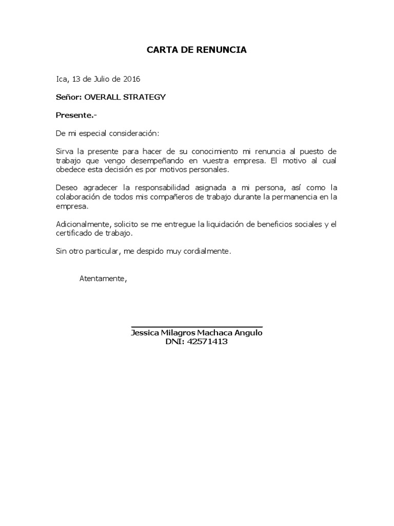 Carta Renunc Jessica Ok | PDF