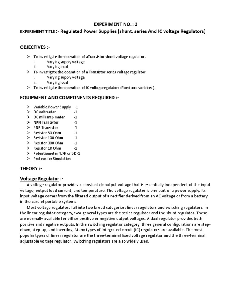 2nd Lab Edc Print | PDF | Power Supply | Transistor