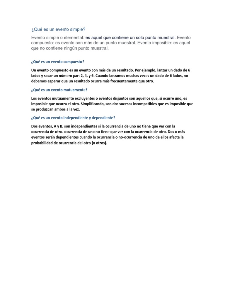 Definición de Evento Simple en Probabilidad | PDF