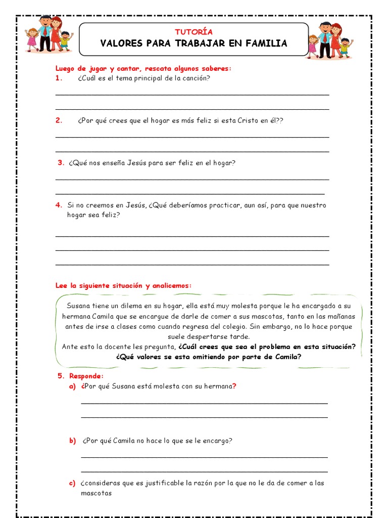 Ficha de Valores para la Familia | PDF