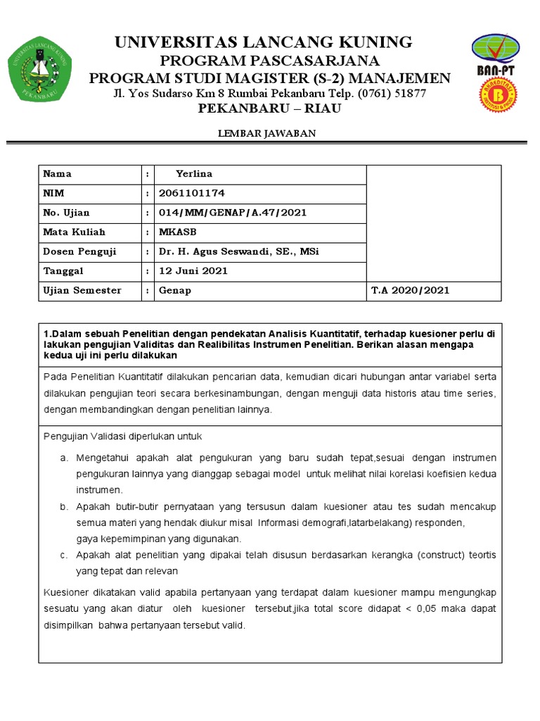 1 Format Lembar Jawaban | PDF