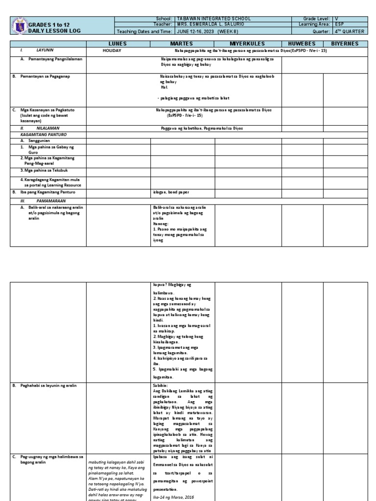 Esp-5 Q4 W8-DLL | PDF