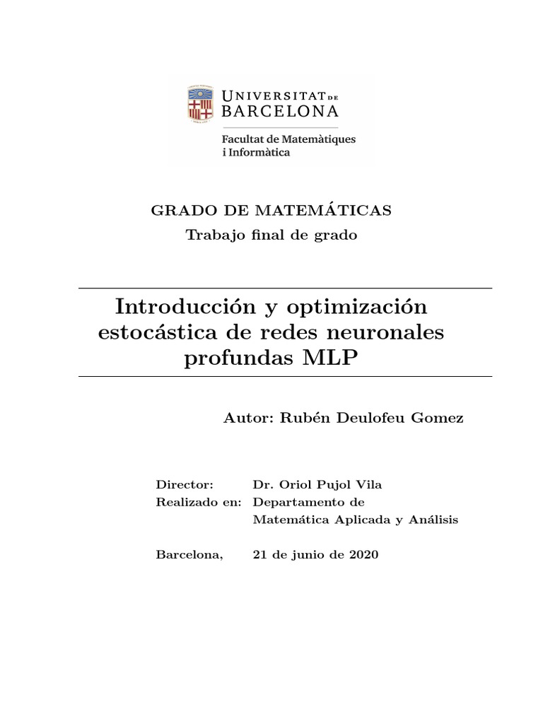 Introducci On y Optimizaci On Estoc Astica de Redes Neuronales ...
