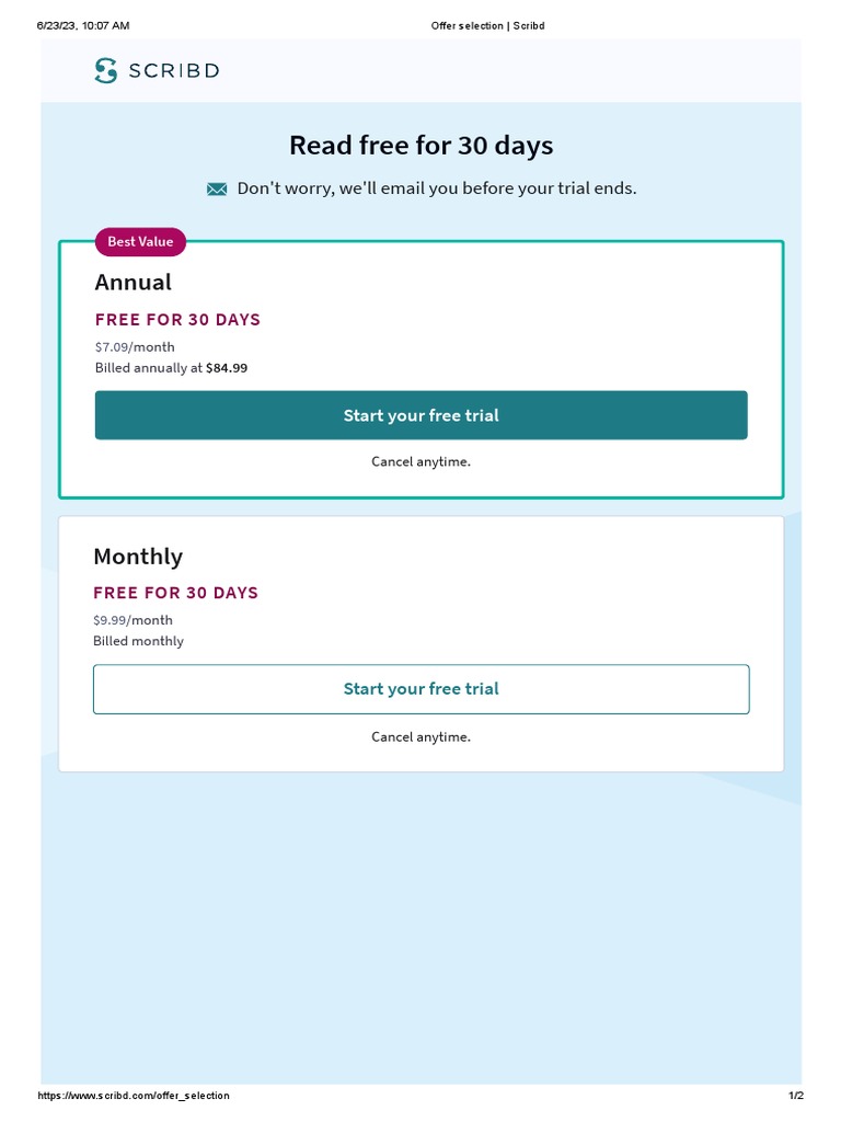 Offer selection _ Scribd | PDF