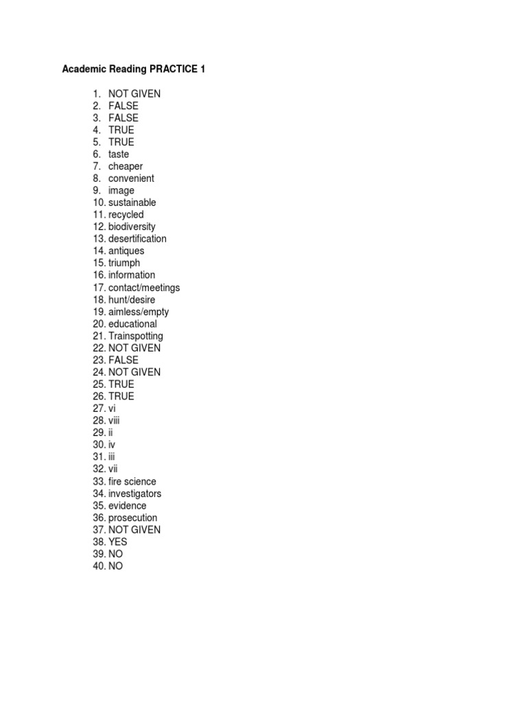 Acad Reading Answer Key Test 1 | PDF | Science & Mathematics