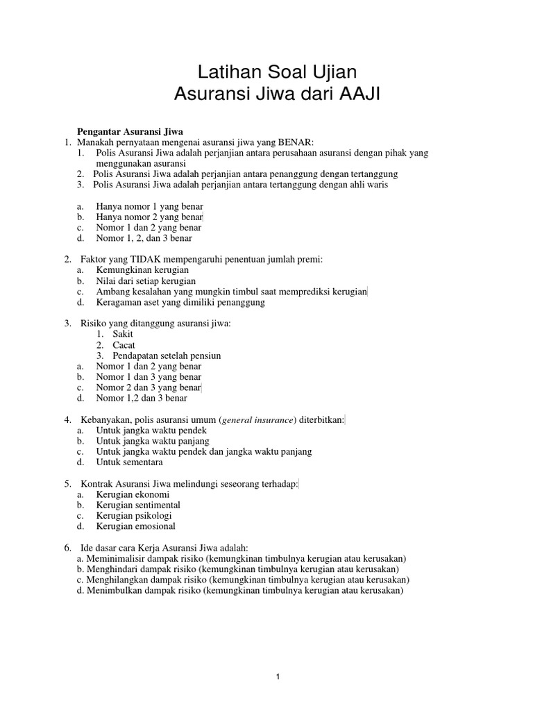 Kumpulan Soal Ujian AAJI (100 Soal, Jawaban Di Akhir) | PDF