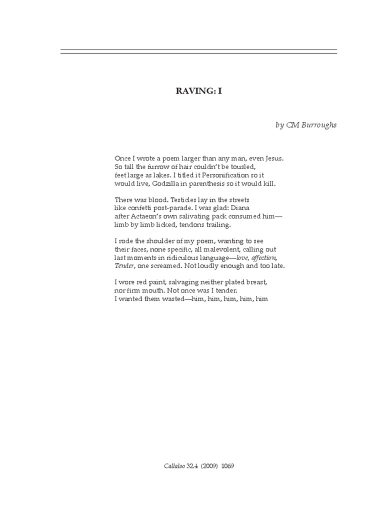 (Callaloo Vol. 32 Iss. 4) CM Burroughs, - Raving - I (2009) (10.1353 ...