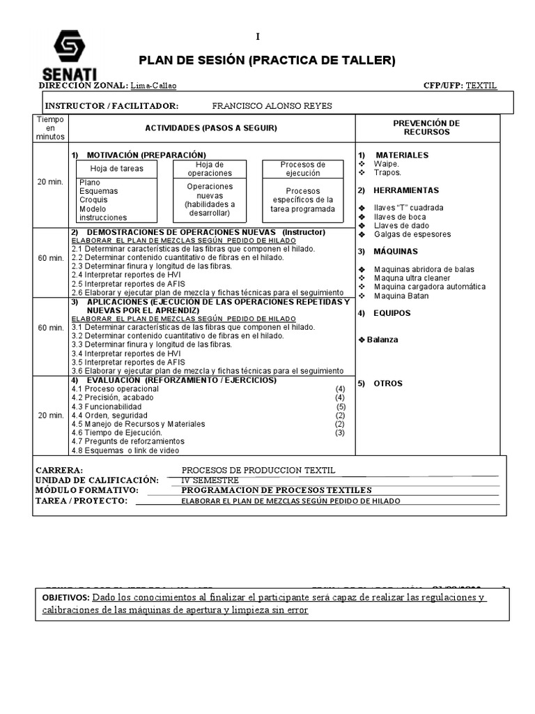 Modelo de Plan de Sesion de Taller | PDF | Desarrollo de software | Ingeniería de software