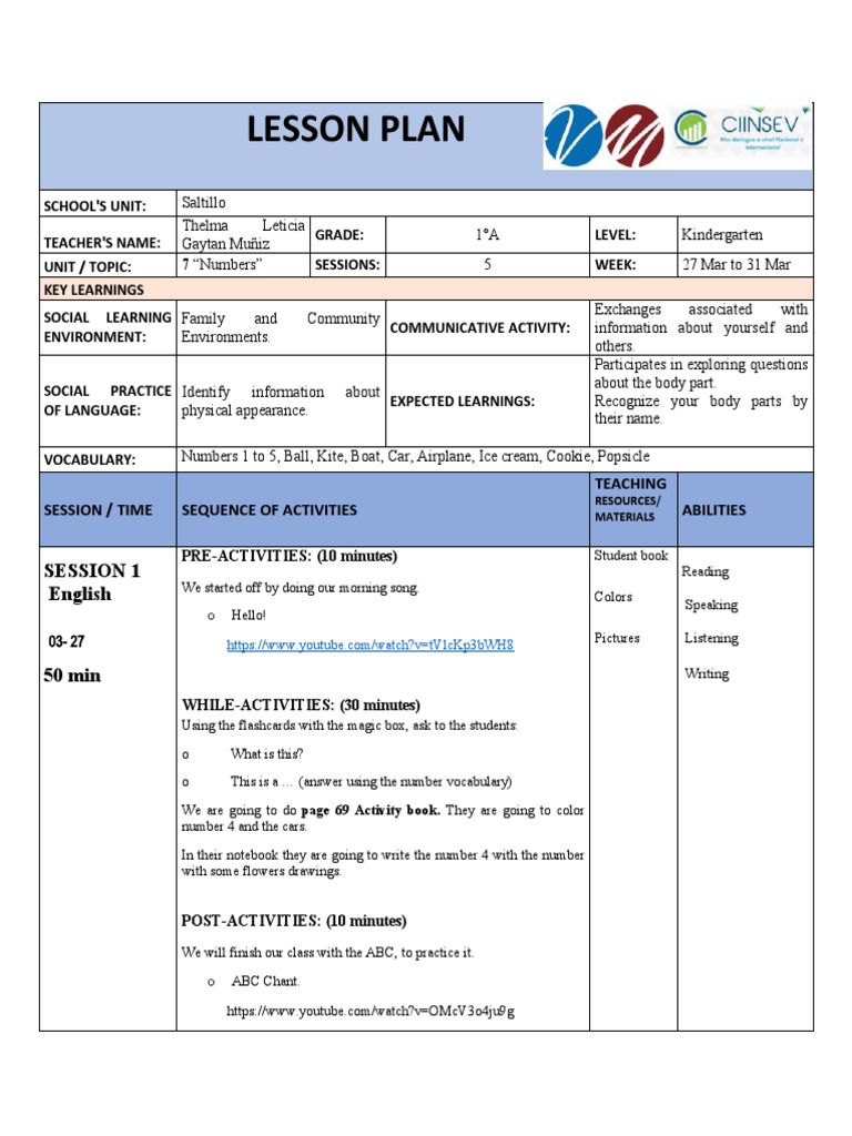 Lesson Plan Ing DAK 27-30 Mar Saltillo | PDF | Lesson Plan | Vocabulary