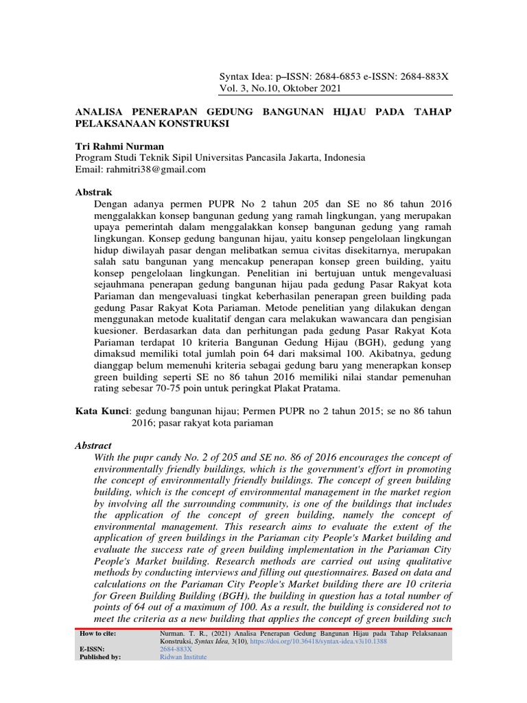 Evaluasi Green Building di Pasar Pariaman | PDF | Bisnis | Seni