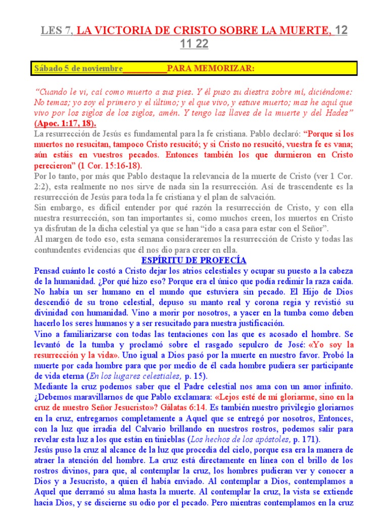 Les 7, La Victoria de Cristo Sobre La Muerte, 12 11 22 | PDF | La ...