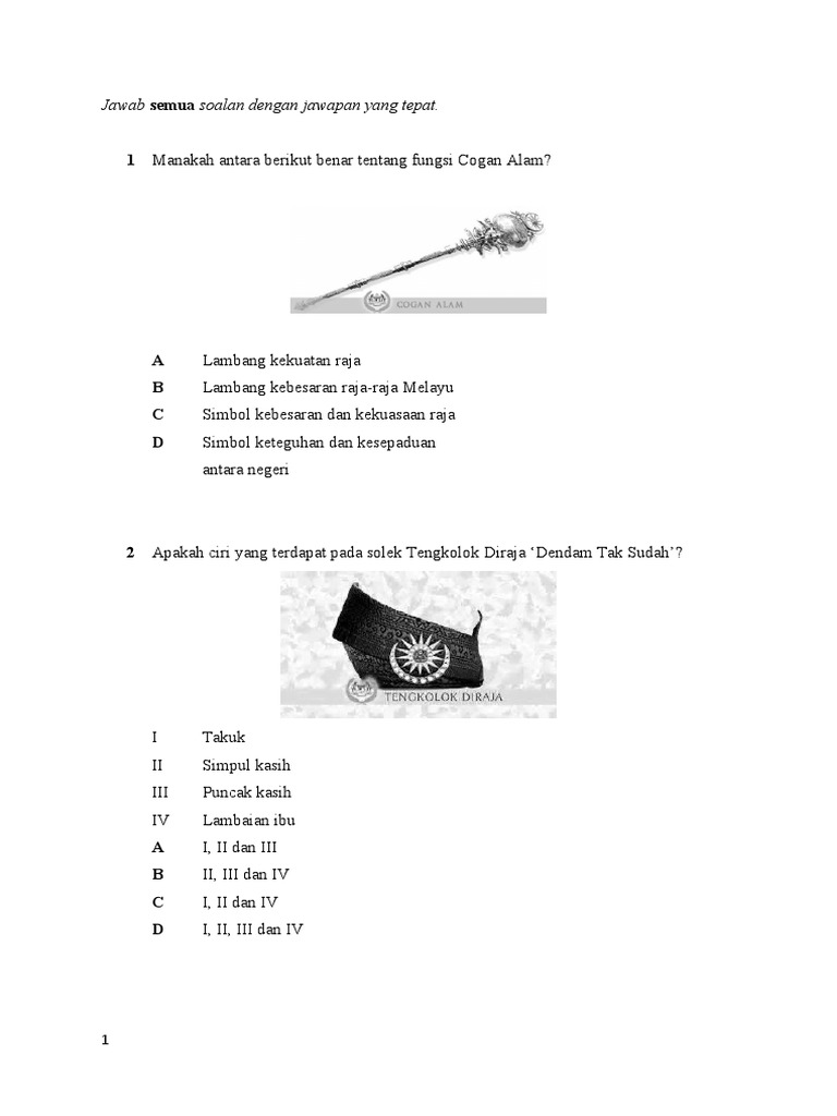 1 Manakah Antara Berikut Benar Tentang Fungsi Cogan Alam?: Jawab Semua ...