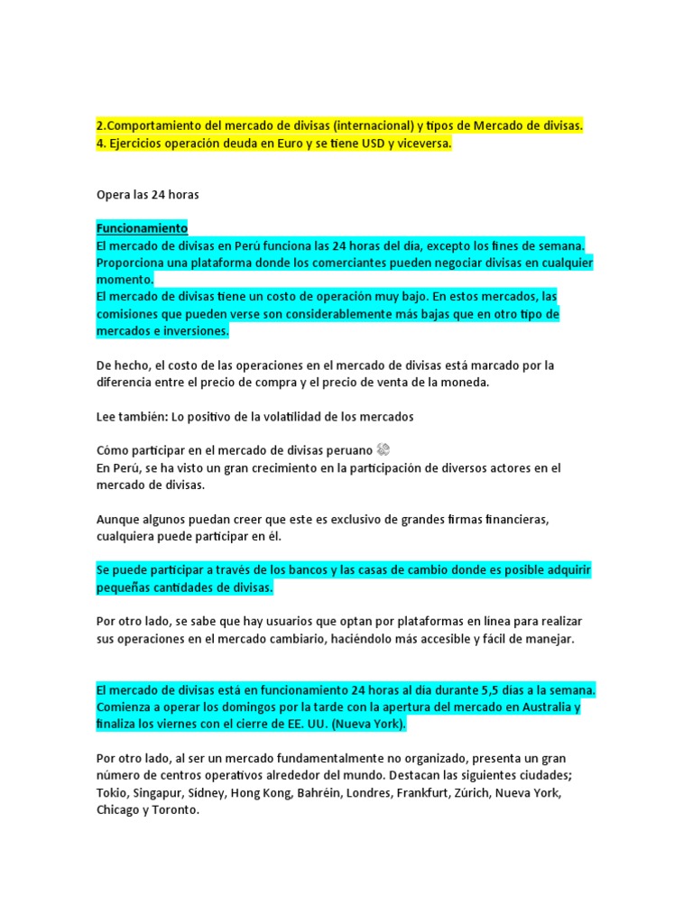 Mercado de Divisas: Funcionamiento y Tipos | PDF | Mercado de divisas ...