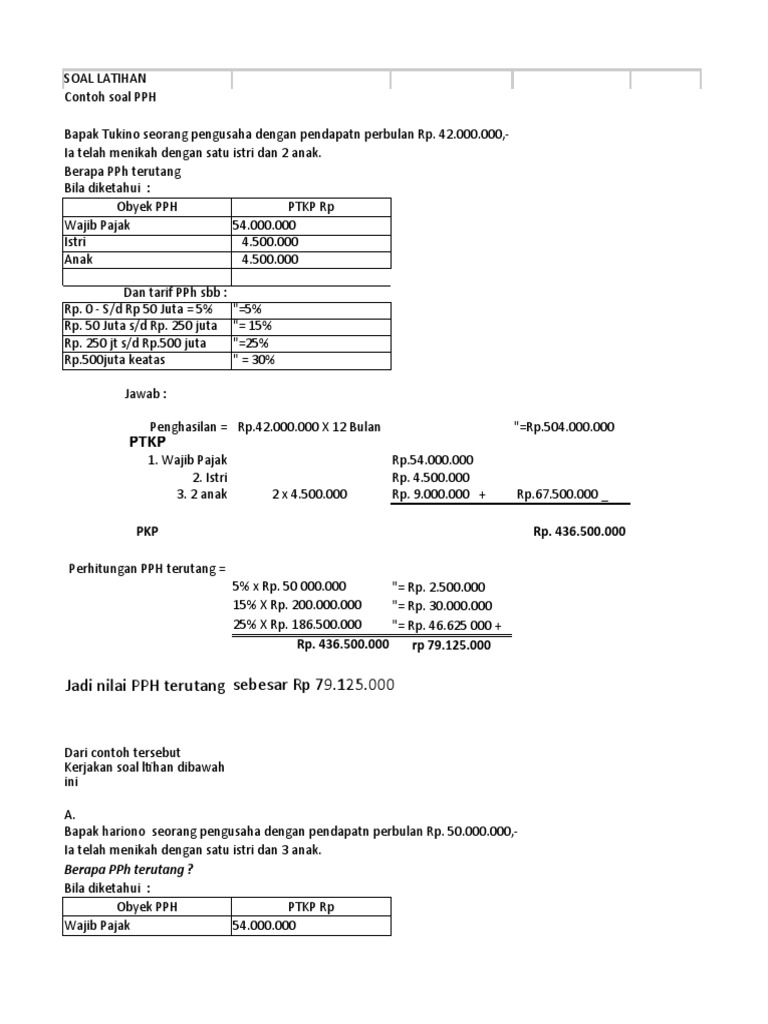 Soal Contoh Soal PPH | PDF