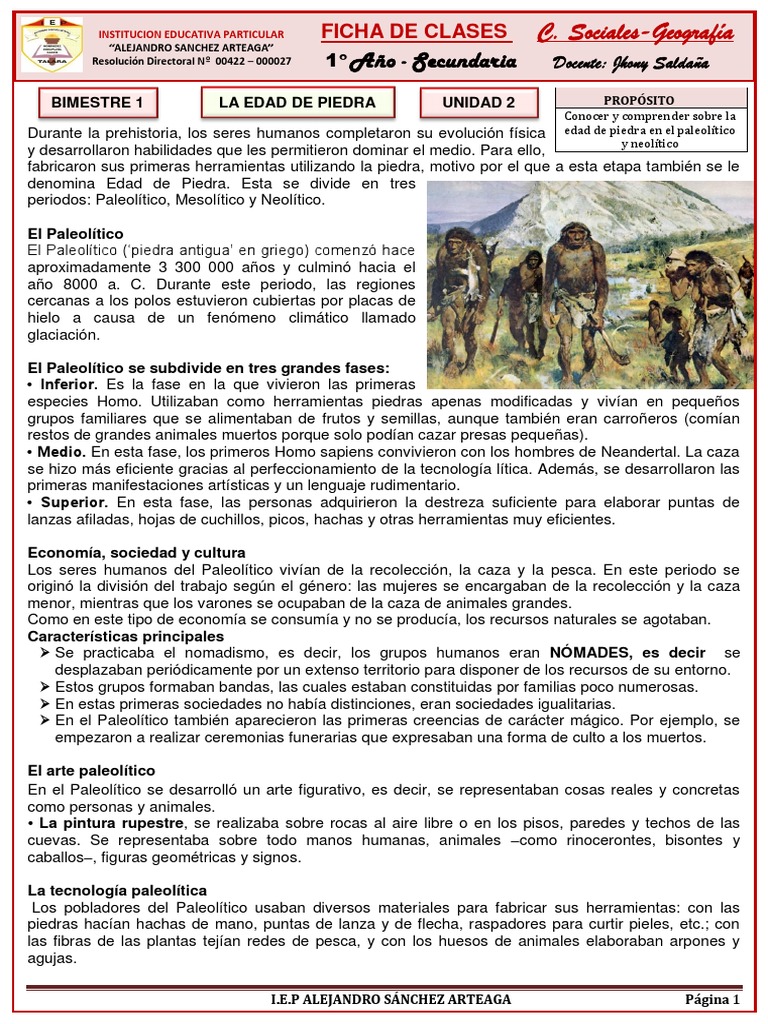 La Edad de Piedra-1° | PDF | Paleolítico | Neolítico
