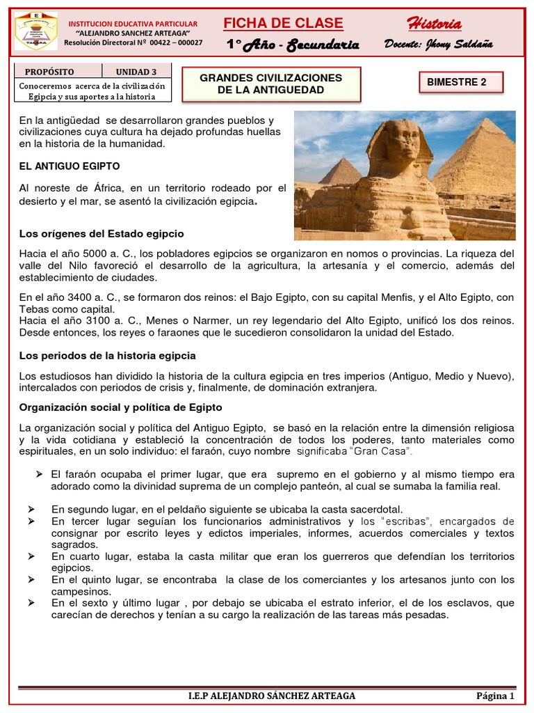 Actividades sobre el Antiguo Egipto | PDF | Antiguo Egipto | faraón