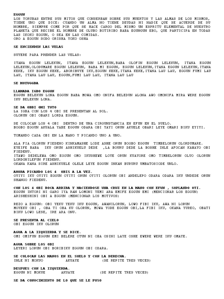 Oro A Eggun Sodo Orisha Yoko Osha | Descargar gratis PDF | Religión ...