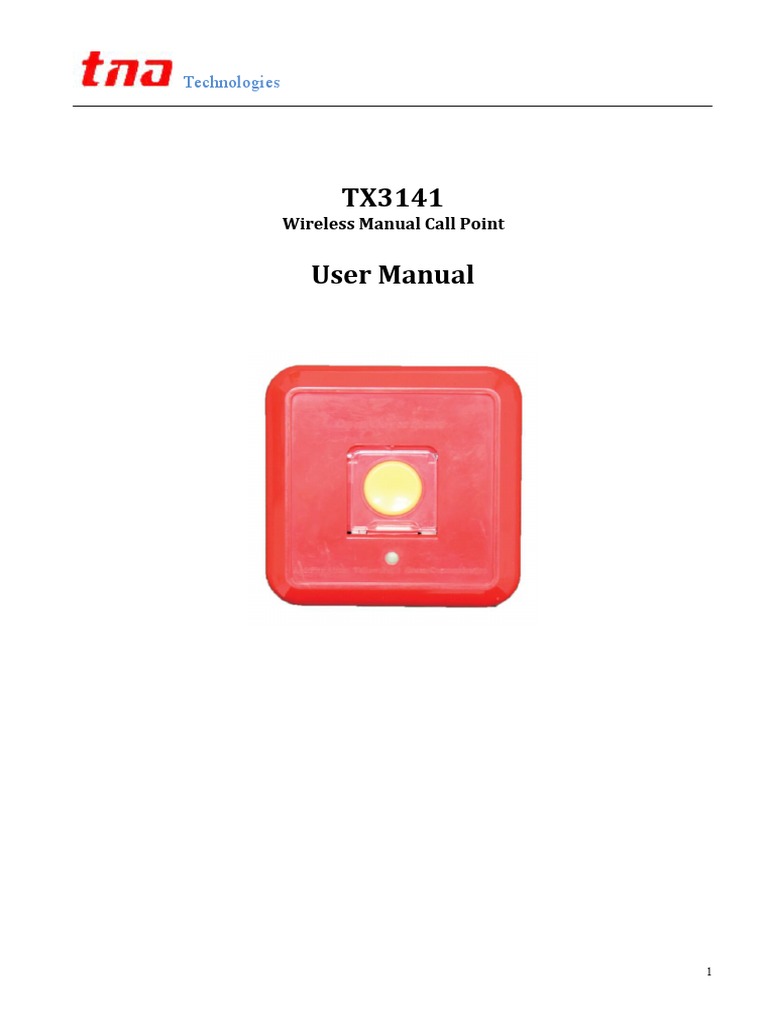 Tx3141 Wireless Manual Call Point User Manual V1 0 Pdf