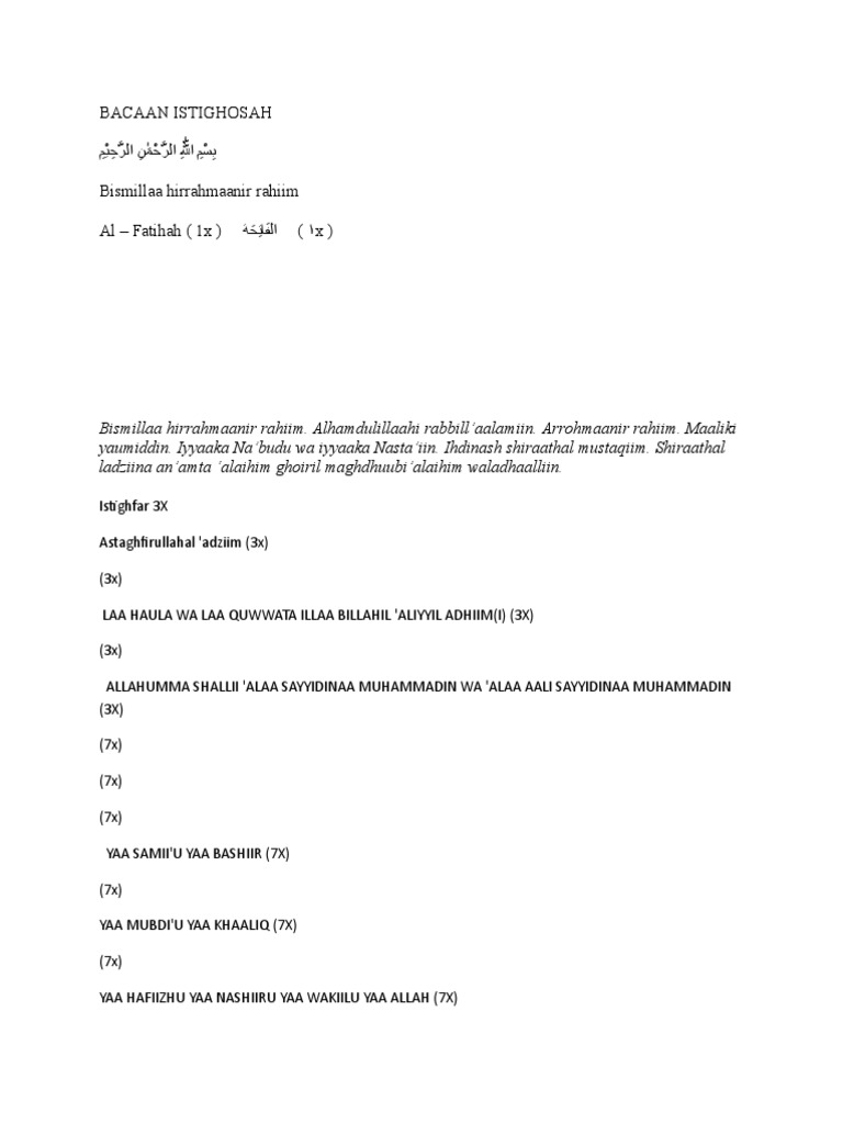 Bacaan Istighosah | PDF