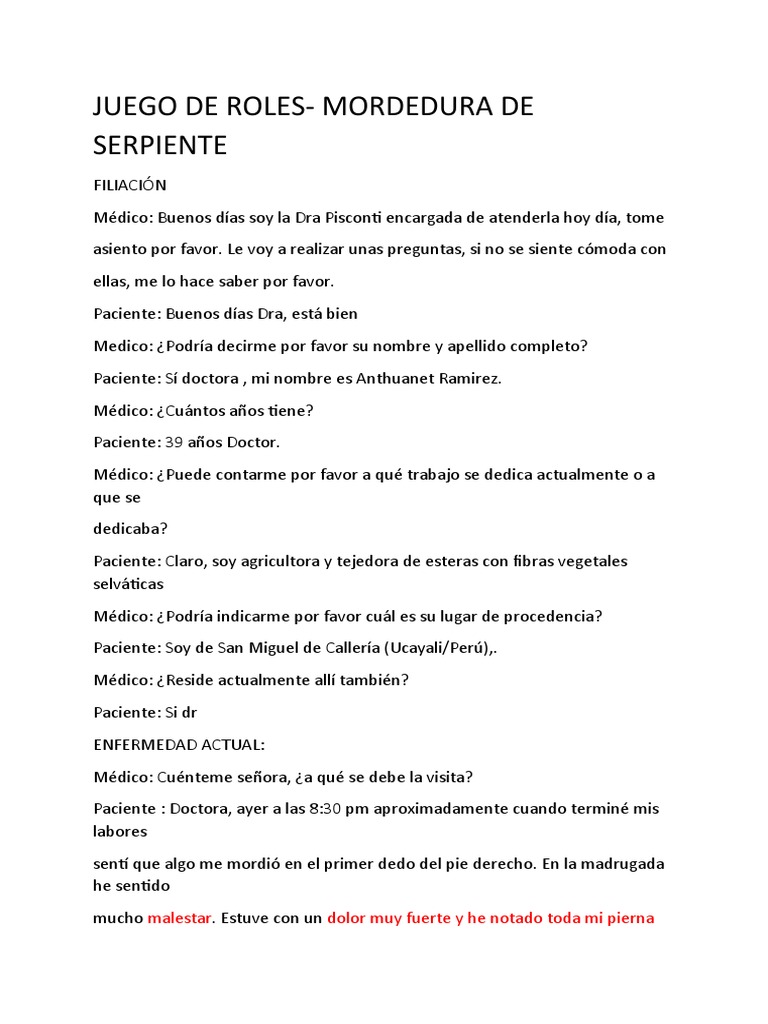 Evaluación de Mordedura de Serpiente | PDF | Medicina | Especialidades ...