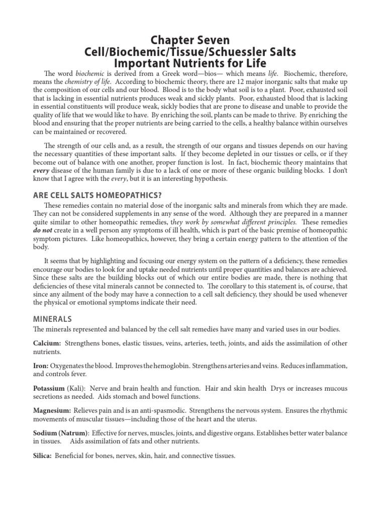 Tissue Salts | PDF | Human Body | Bone