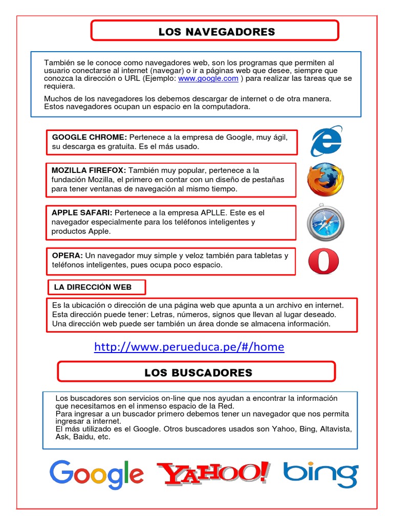 Ficha 3 Los Navegadores 4 Grado | PDF | Internet | Red mundial