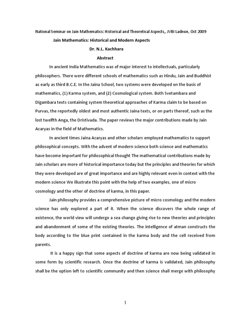 Jain Mathematics - Historical and Modern Aspects | PDF | Mathematics | Equations