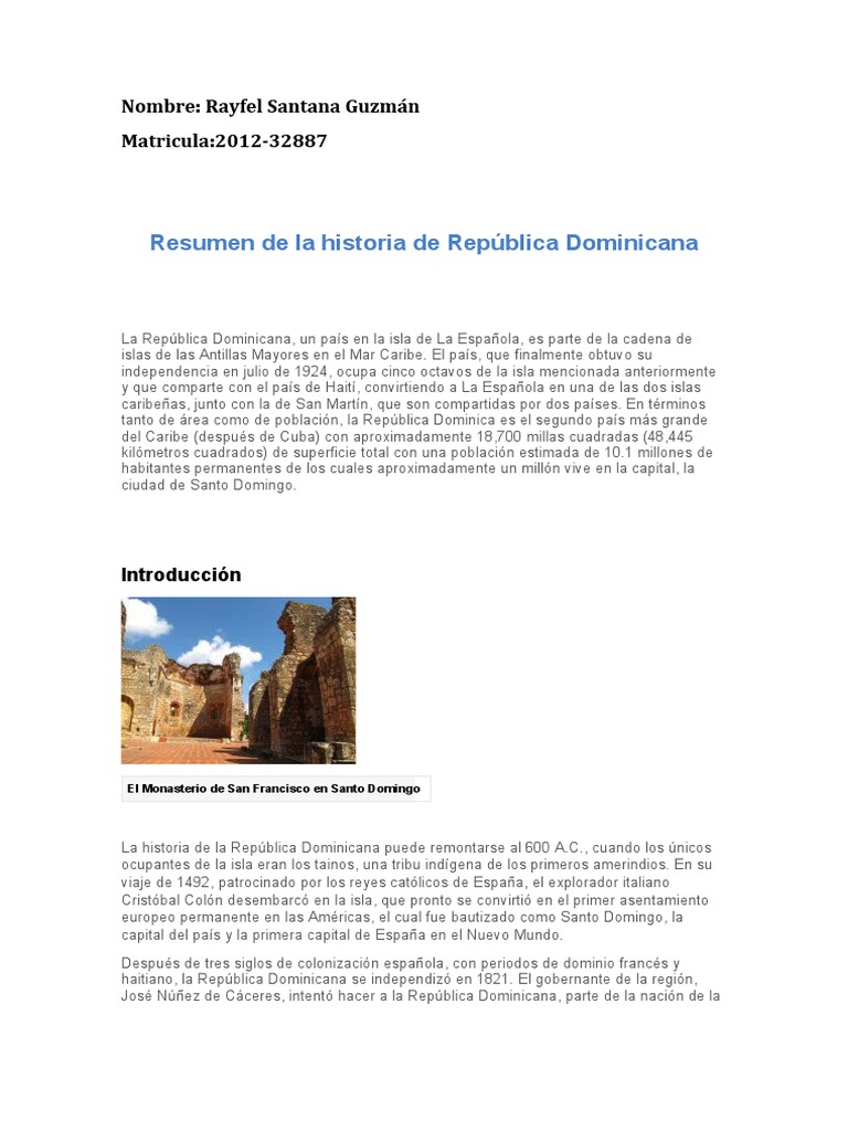 Resumen de La Historia de República Dominicana | PDF | República ...