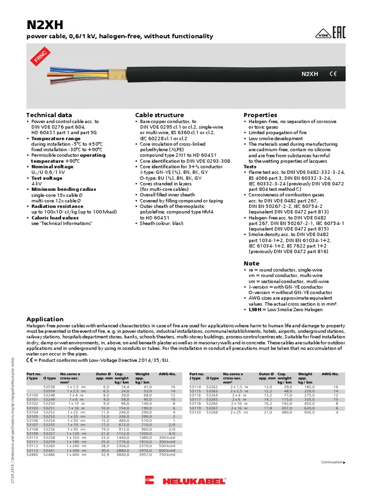 Ficha Técnica N2XH | PDF