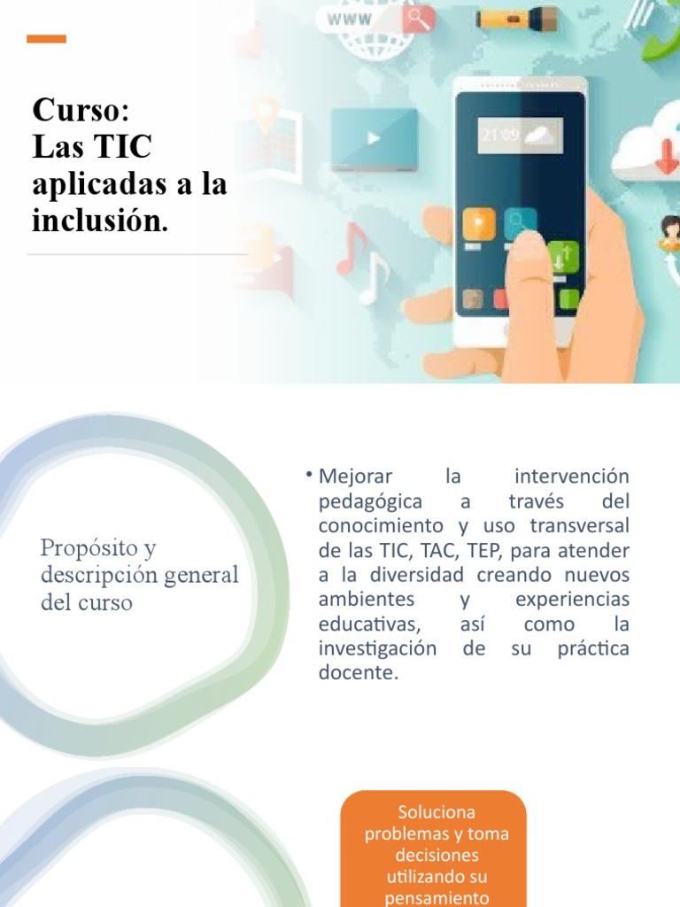 Presentacion de Curso Tic | PDF | Inclusión (Educación) | Aprendizaje