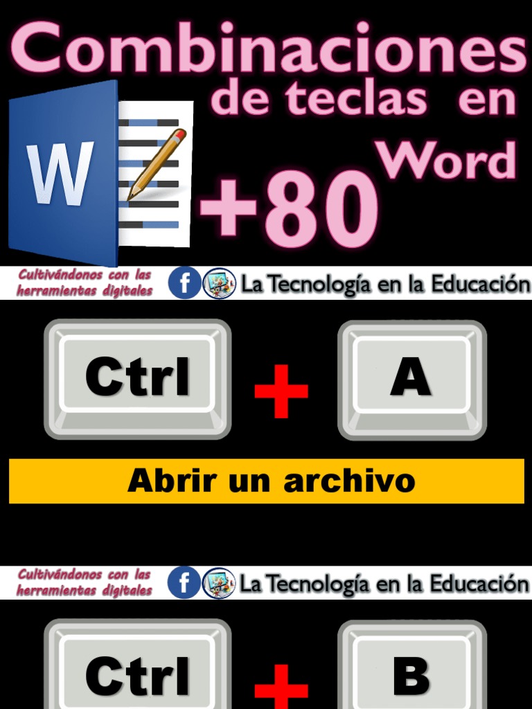 Combinaciones de Teclas en Word para Niños | PDF | Escritura | Informática