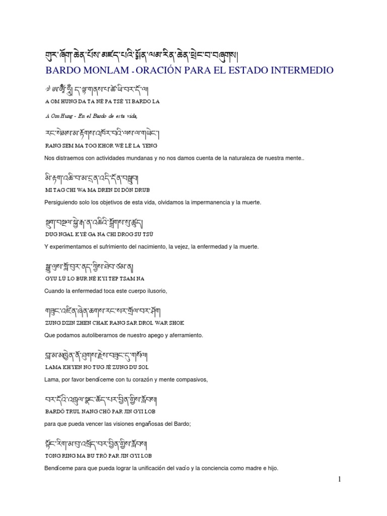 ESPAÑOL - Bardo Monlam། 2023 - Olmo Ling | PDF