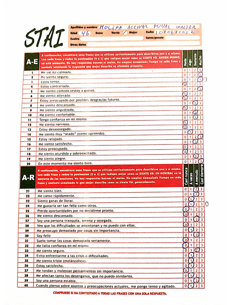 Respuestas STAI | PDF