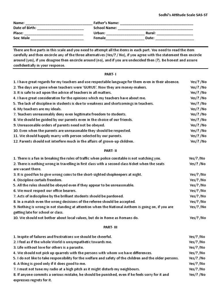 Sodhi's Attitude Scale_021639 | PDF | Heaven | Hell