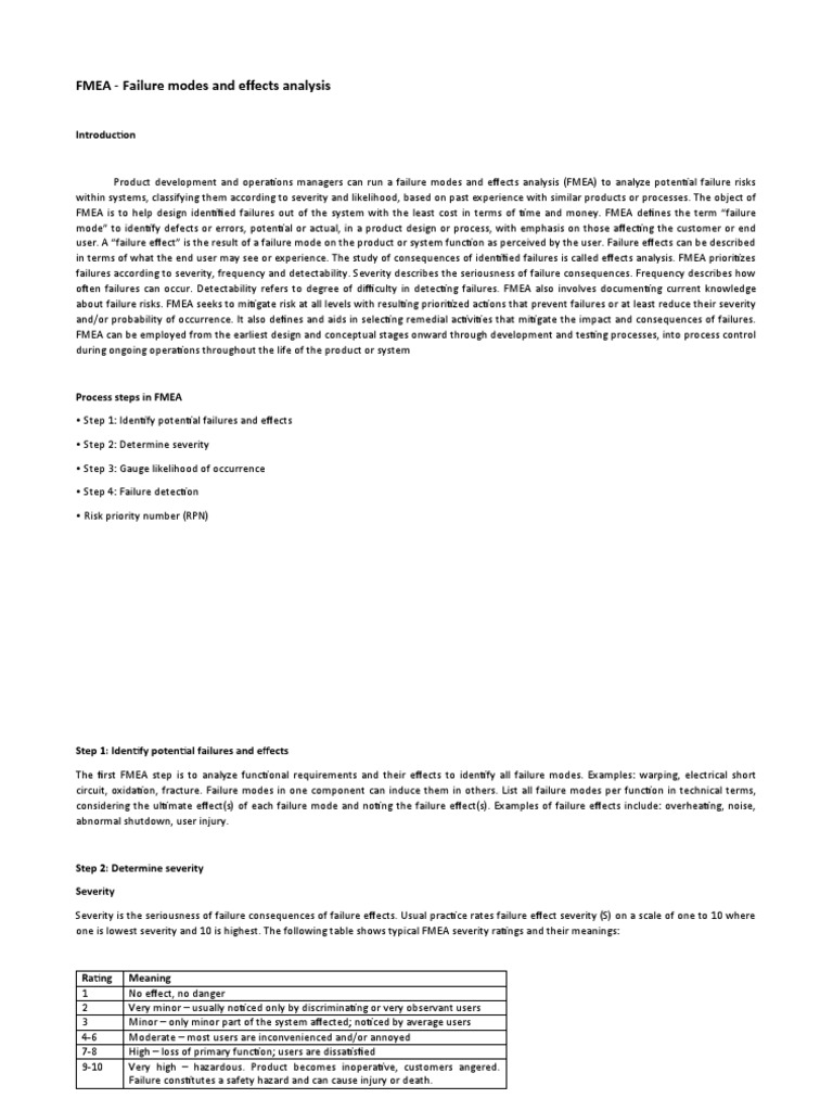 FMEA | PDF | Reliability Engineering | Risk