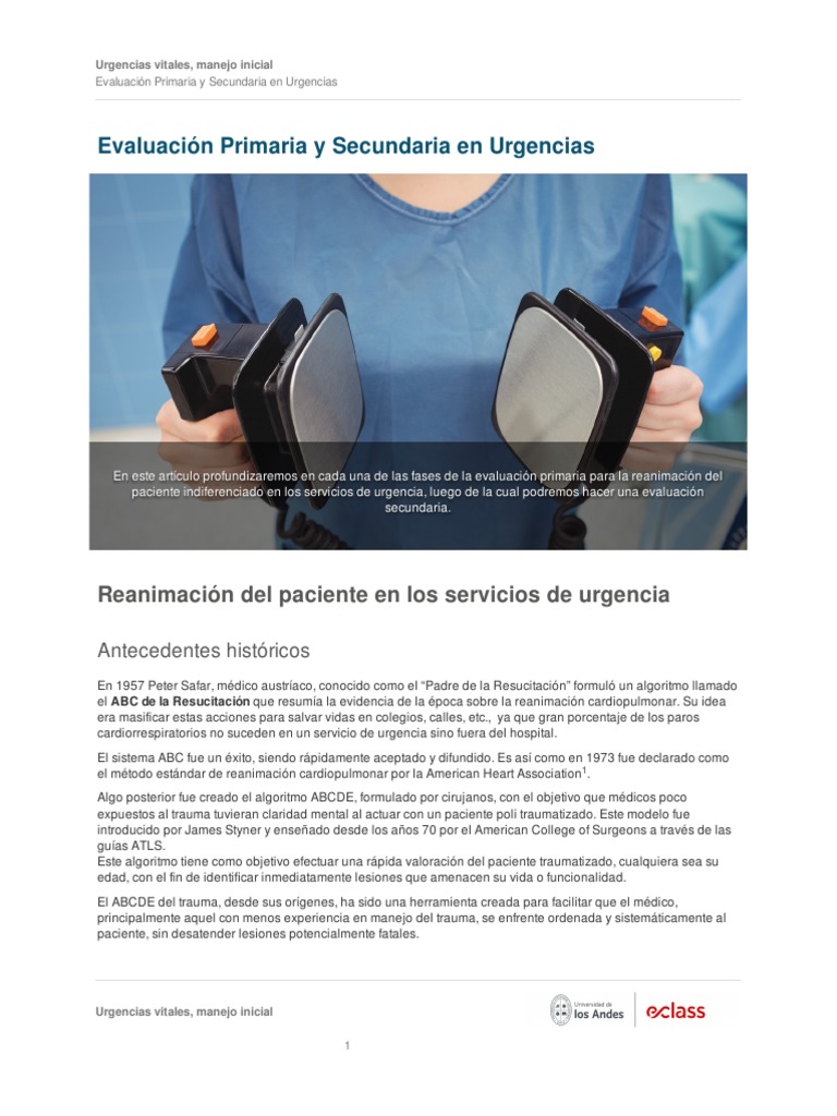 Evaluacion Primaria y Secundaria en Urgencias-648a35ee799e7 | PDF | Reanimación cardiopulmonar ...